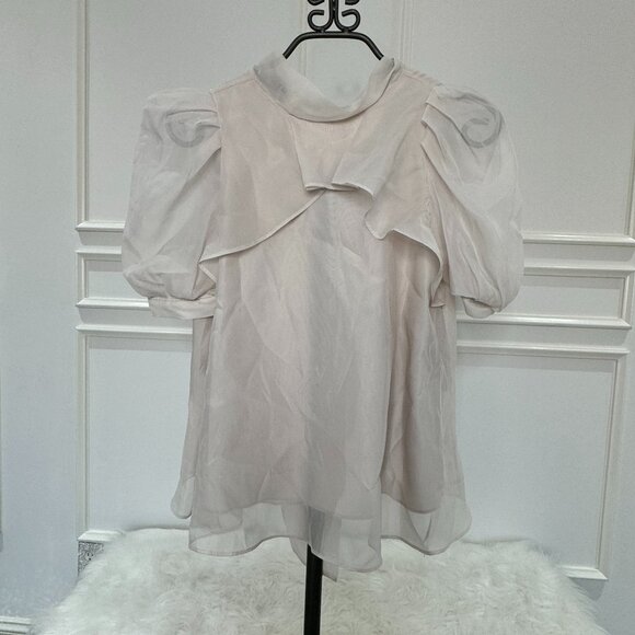 Snidel | Tops | Snidel Off White Organza Puff Sleeve Turtleneck Blouse Os Bnwt | Poshmark